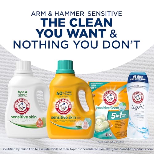 Arm & Hammer Sensitive Skin Free & Clear, 140 Loads Liquid Laundry Detergent, 140 Fl oz