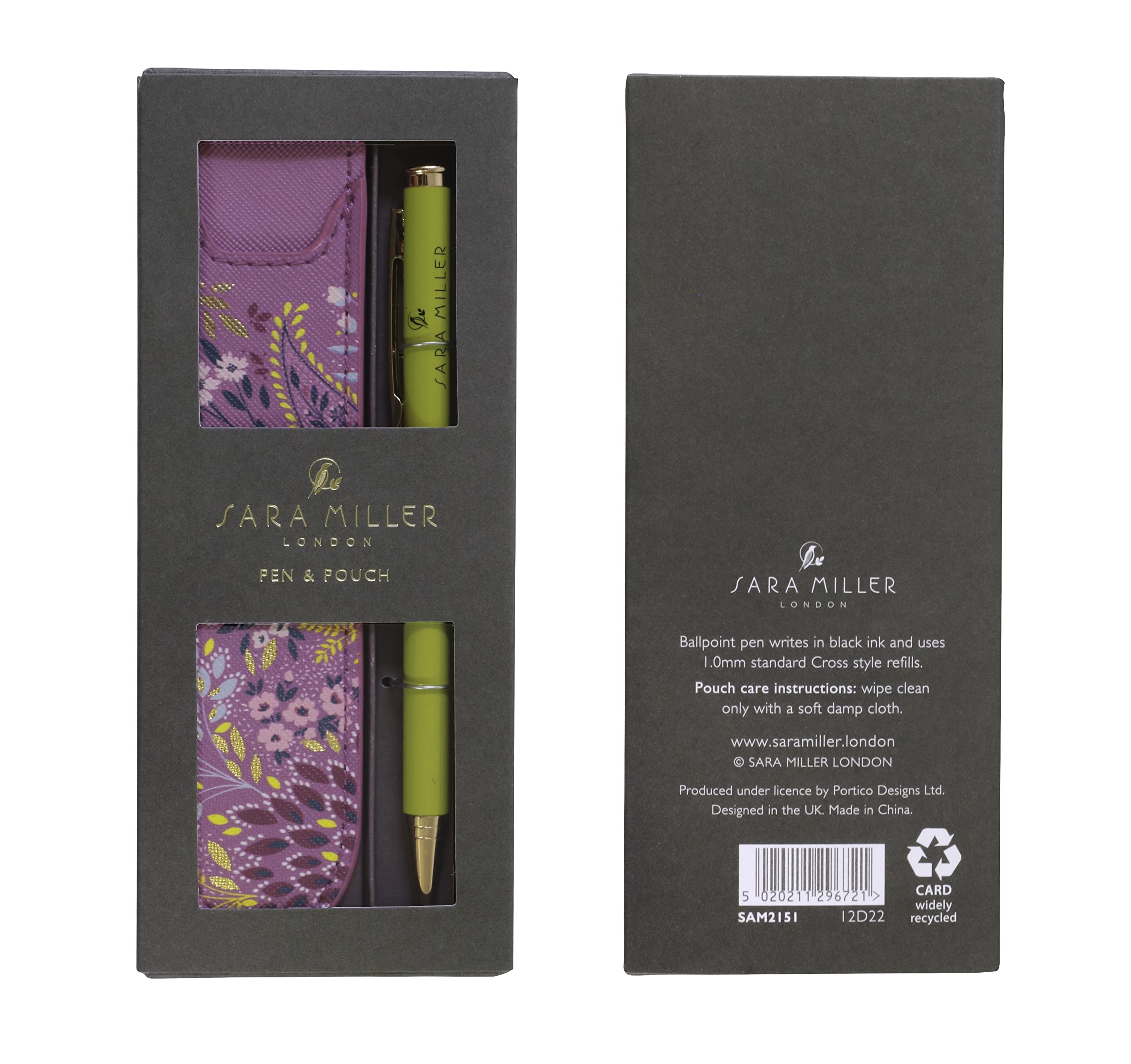 Portico Designs Ballpoint Pen with Pouch Set Sara Miller London Gift Boxed Writing Set, 2-Pieces, Haveli Gardens