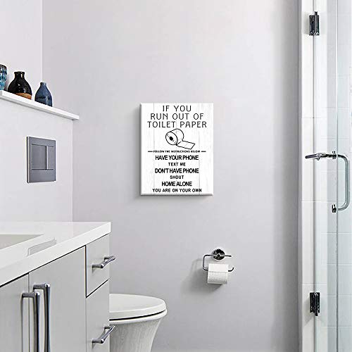 Kas Home Funny Bathroom Canvas Wall Art | Rustic Bathroom Prints Decorative Signs Framed | Restroom Washroom Wall Decor