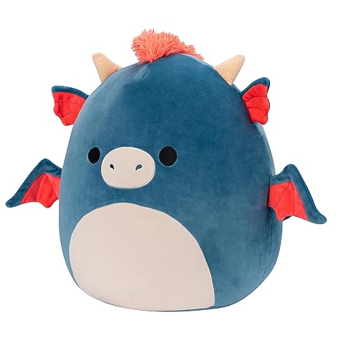 Squishmallows Original 14-Inch Carin Blue Dragon with Orange Mane - Large Ultrasoft Official Jazwares Plush