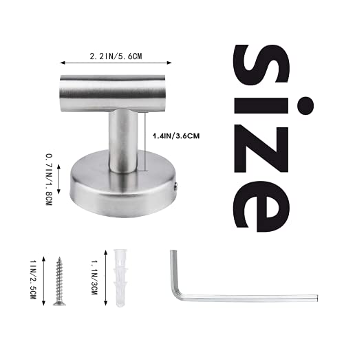 Coat Hook Single Towel/Robe Clothes Hook for Bathroom Kitchen Closets , Square Style Wall Mounted, Brushed Finish,304 Stainless Steel,4 Pack (Brushed Nickel)