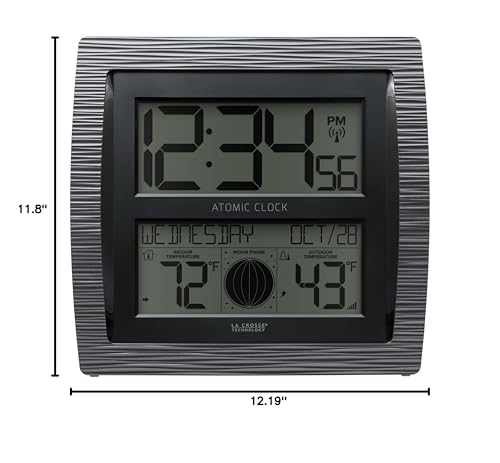 La Crosse Technology BBB86118-INT Curved Atomic Digital Clock with Moon Phase & Temperature