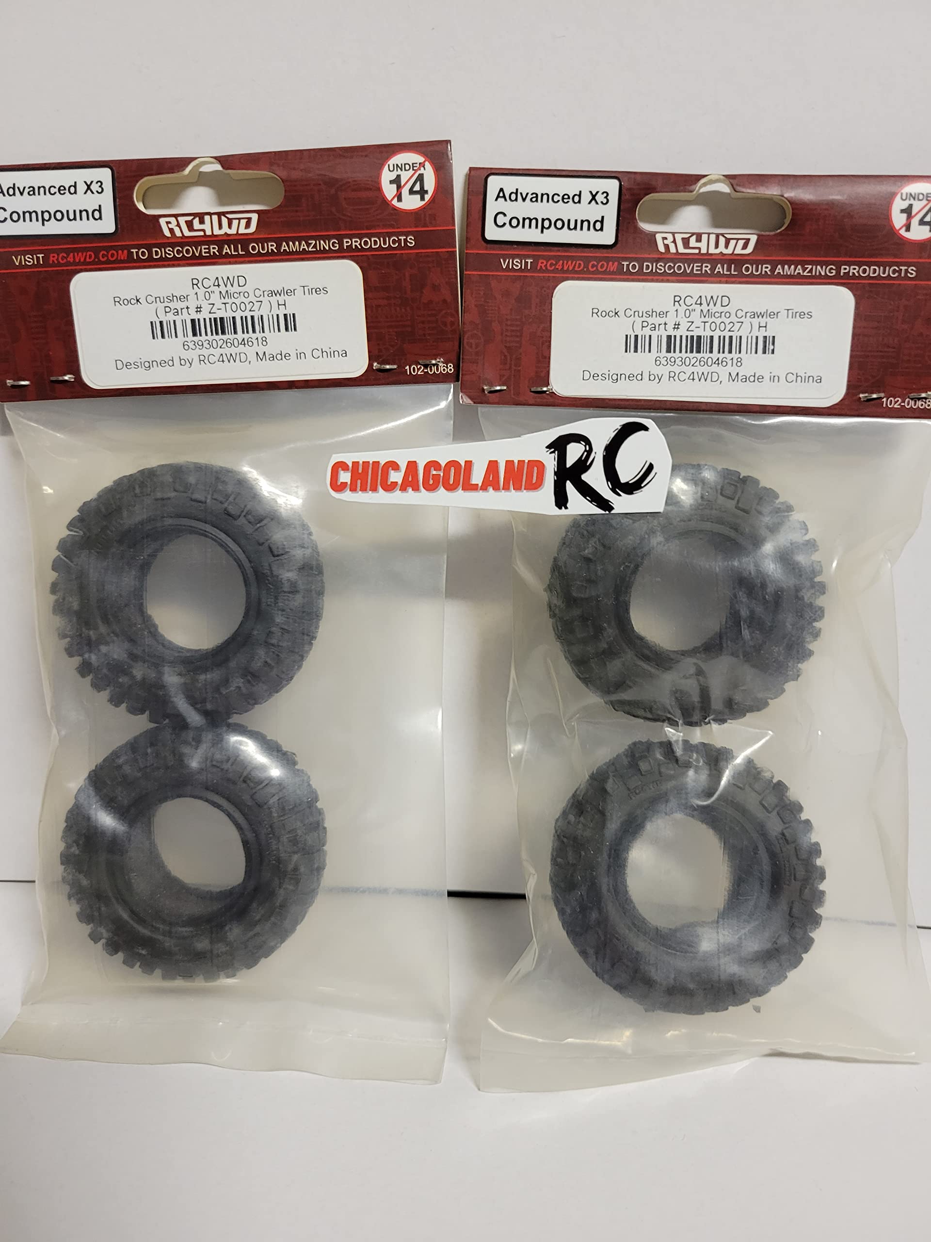 4 RC 4WD 1/24 Rock Crusher 1.0 Micro Crawler Tires 2 RC4ZT0027 AXIAL SCX24 Includes CHICAGOLAND RC Sticker