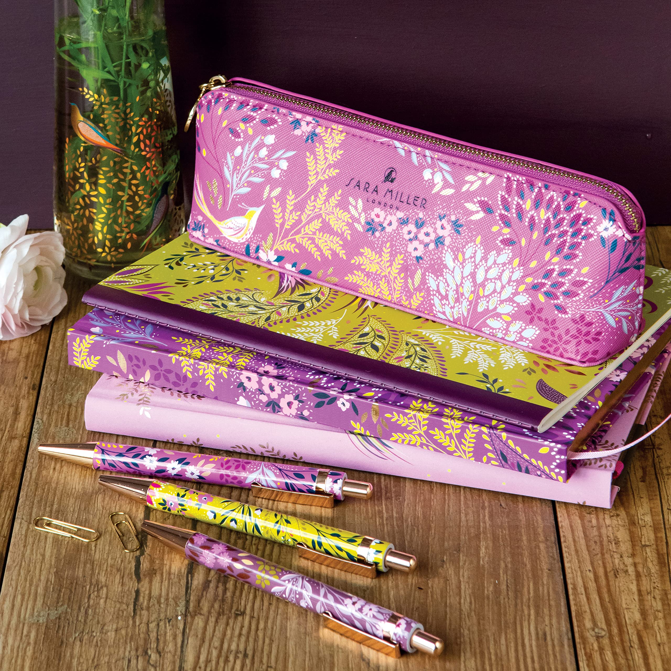 Portico Designs Ballpoint Pen with Pouch Set Sara Miller London Gift Boxed Writing Set, 2-Pieces, Haveli Gardens