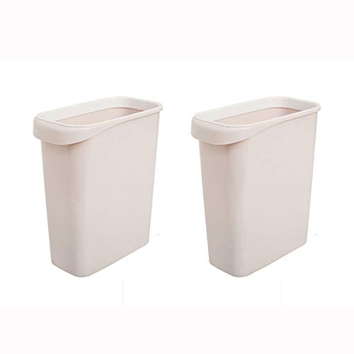 2Pcs Slim Narrow Wastebasket Under Desk Trash Can Corner Garbage Container Bin with Handle for Home Office(White)