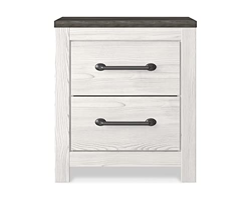 Signature Design by Ashley Gerridan Coastal Two Drawer Nightstand, White/Gray