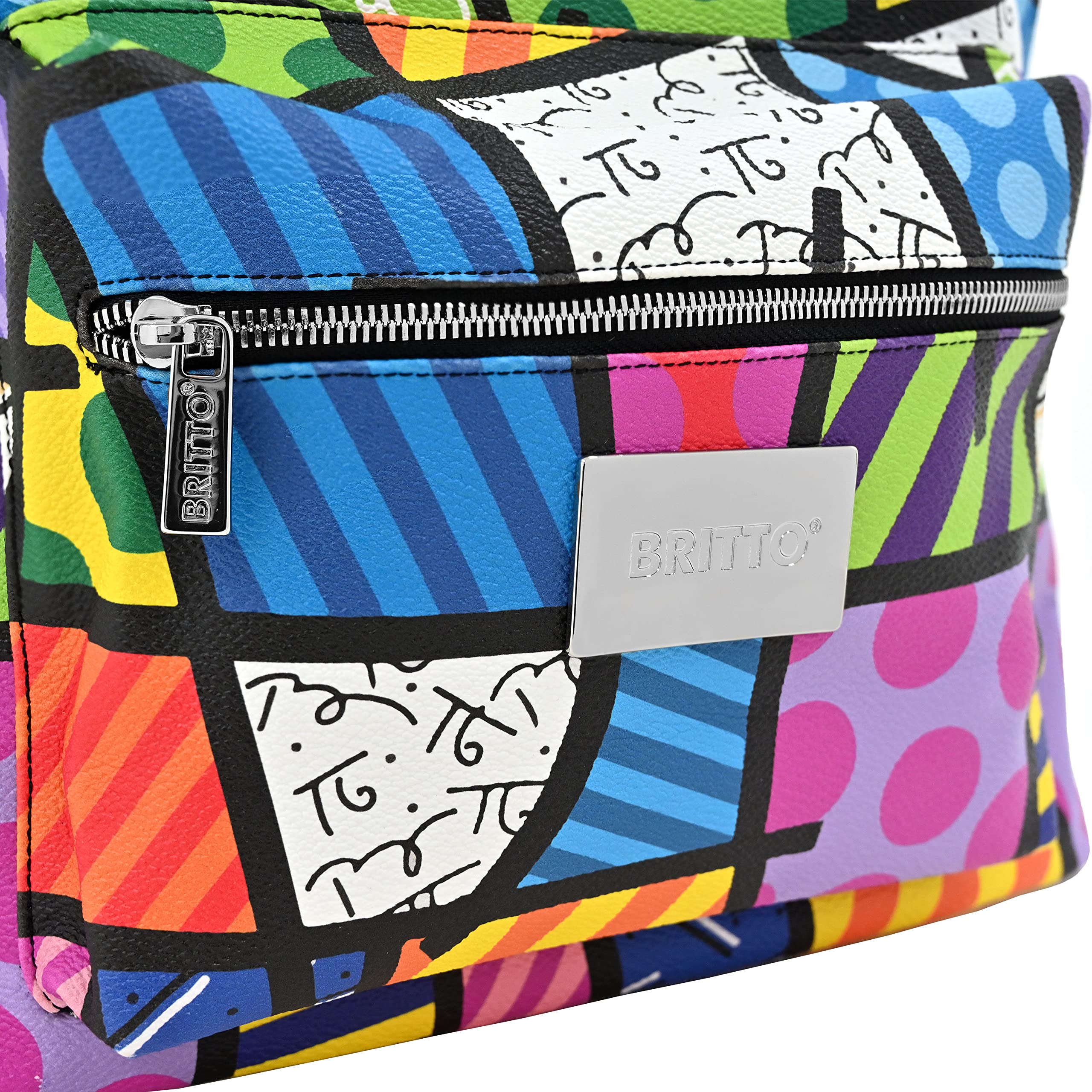 BRITTO Romero Vegan Leather Large Backpack, Colorful Landscape