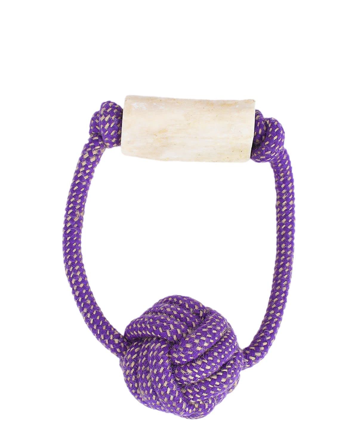 Crazy Tails Dog Chew Rope Toy for All Puppy Breeds Toys for Teething Small Dogs-Ring Ball with Bone