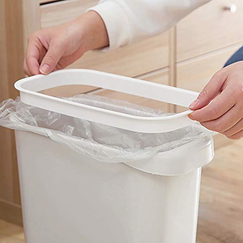 2Pcs Slim Narrow Wastebasket Under Desk Trash Can Corner Garbage Container Bin with Handle for Home Office(White)