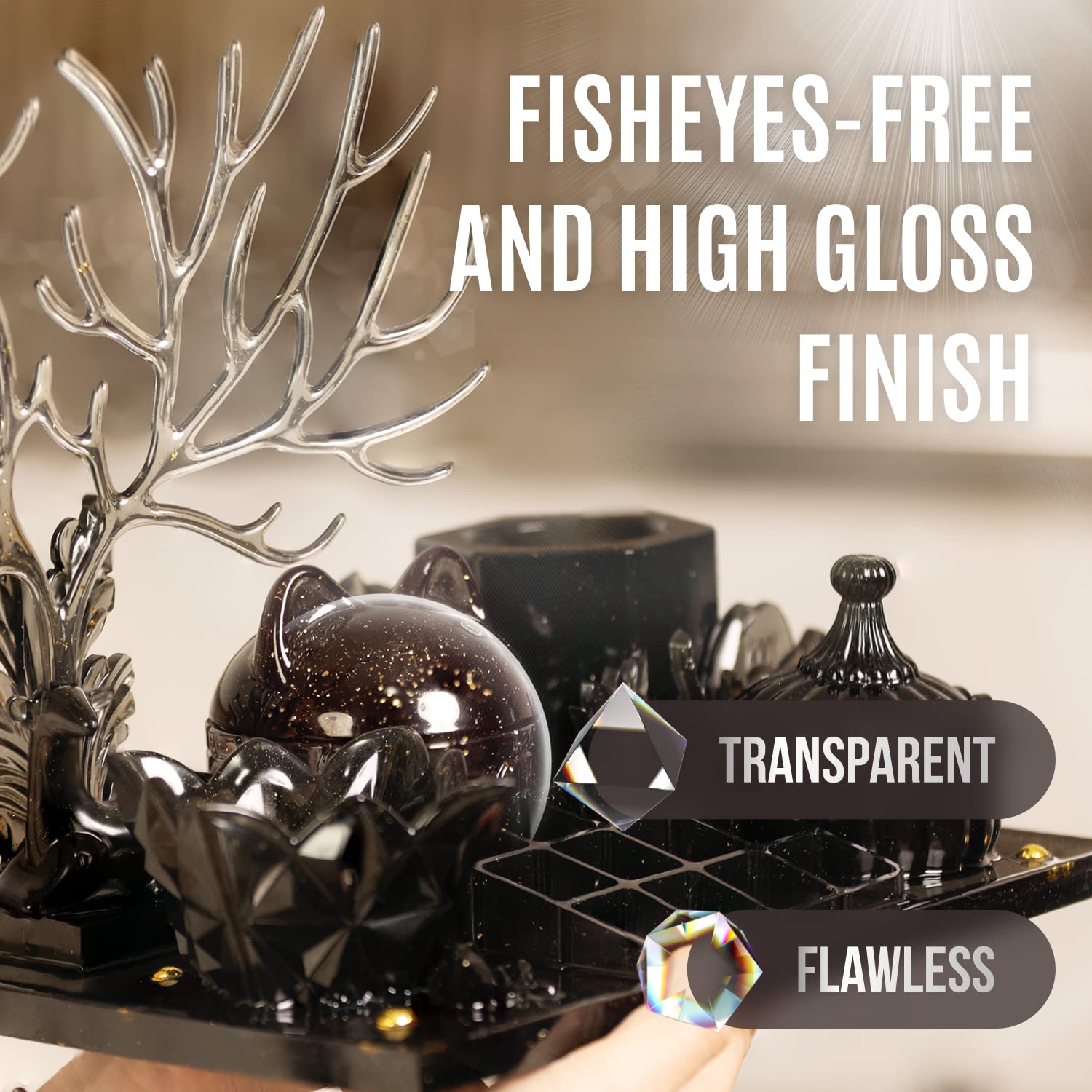 32OZ Epoxy Resin Kit, Crystal Clear Epoxy Resin Including 16OZ Resin and 16OZ Hardener, Bubbles Free Table Top Casting Resin for DIY Art, Jewelry, Crafts, Coating