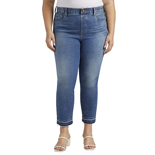 JAG Jeans Women's Plus Size Valentina Pull-on Straight Cropped Jean, Blue Luster, 16 Plus