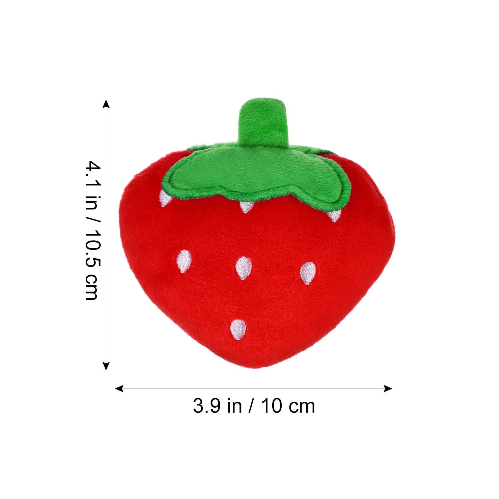POPETPOP 2Pcs Dog Plush Squeaky Toys - Soft Strawberry Shape Interactive Puppy Chew Toy Stuffed Strawberry for Dogs Teething, Playing, Chewing for Holiday Christmas