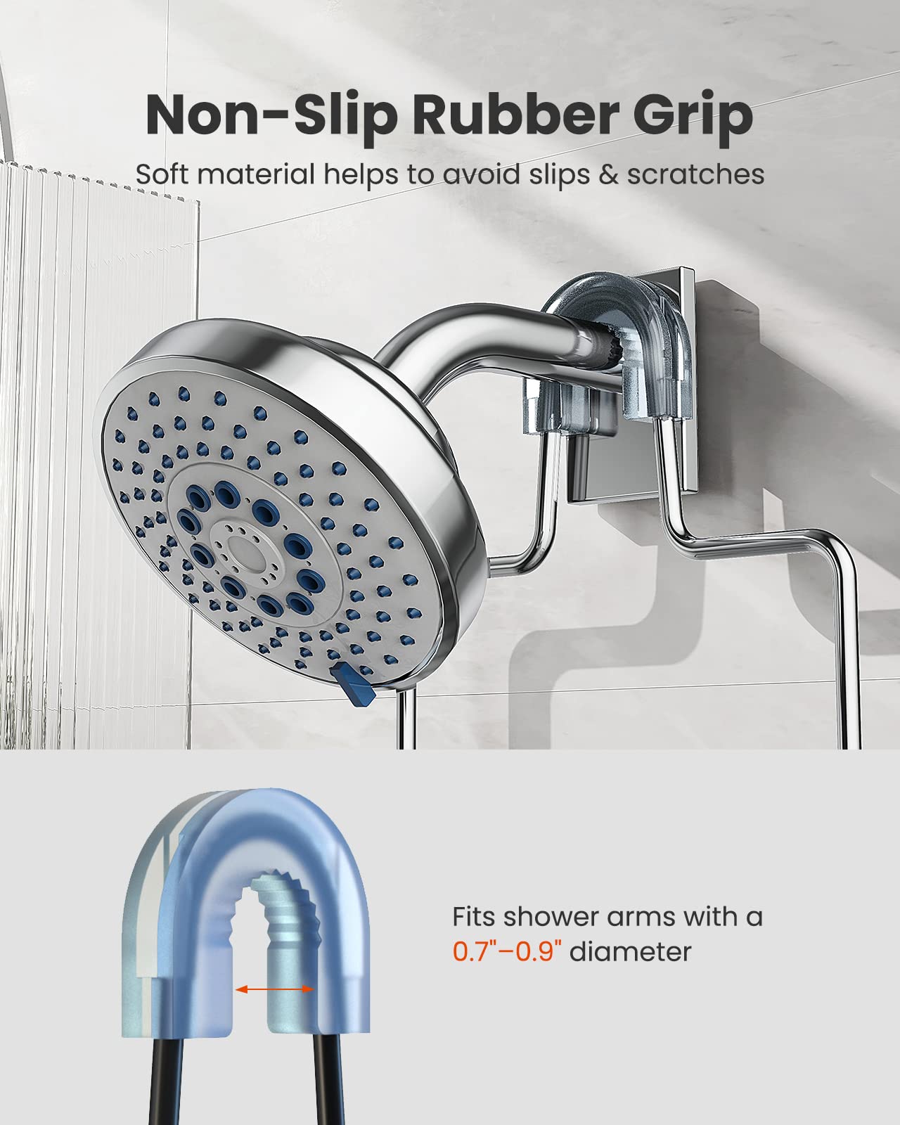 Amada Hanging Shower Caddy, Shower Caddy Over Shower Head, Rustproof Stainless Steel Shower Organizer with Soap Holder & Hooks, Shower Rack for Shampoo, Sponges, Towels, No Drilling Required, Silver