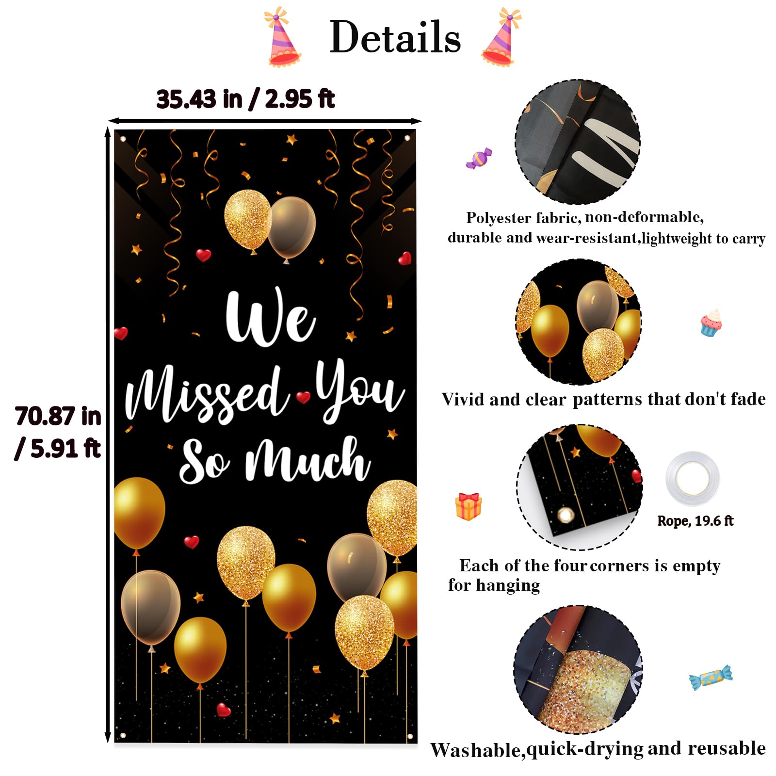 Kimini-Ki We Missed You So Much Door Banner, Going Away Farewell Banner, Co-worker Retirement Welcome Home Military Returning Party Sign