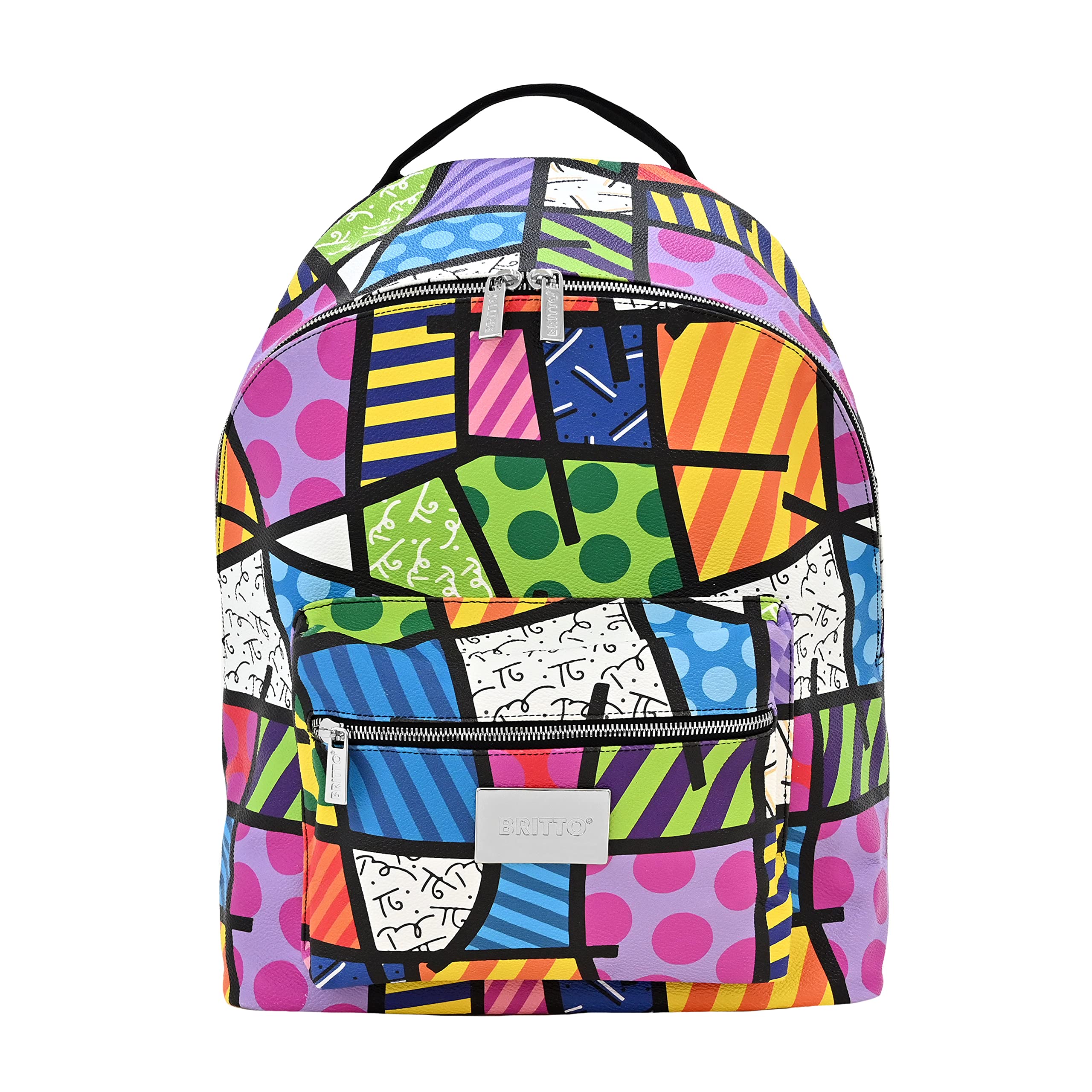 BRITTO Romero Vegan Leather Large Backpack, Colorful Landscape