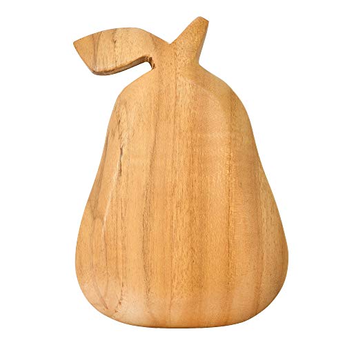 Cute Fruity Pear Carved Teak Wood Snack Plate | Wooden Fruit Platter Tray Home Décor | Kitchen Living Room Modern Home Decoration