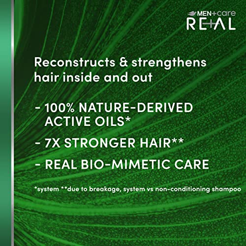 DOVE MEN + CARE Real Bio-Mimetic Care Shampoo & Conditioner Reconstruct 2 Count For Damaged Hair Sulfate Free Shampoo & Silicone-Free Conditioner with Coco Fatty Acid + Vegan Keratin 10 Oz