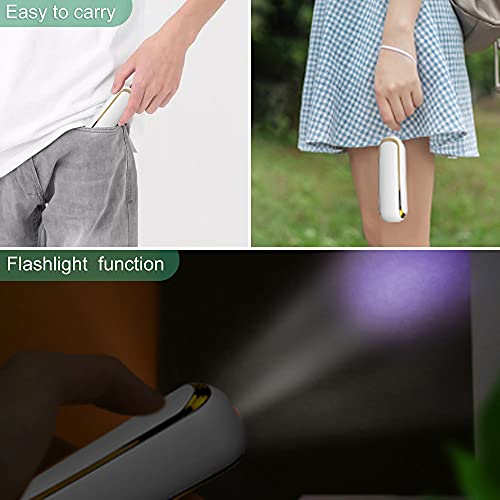 ideapro Pocket Handheld Fan Mini Portable Fan with Lanyard, 2000 mAh USB Rechargeable Mini Fan, Batteries Operated Handheld Fan with 3 Speeds Power Bank Flashlight Function for Home Outdoor Travel