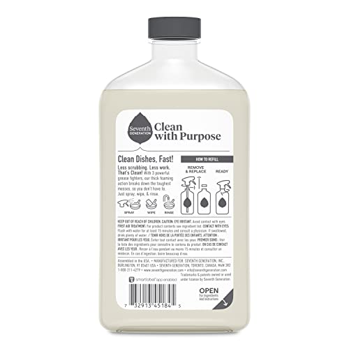 Seventh Generation Foaming Dish Spray, Honey Crisp Apple 16 Fl Oz (Pack of 3), Refill Pack of 3 with 1 Sprayhead