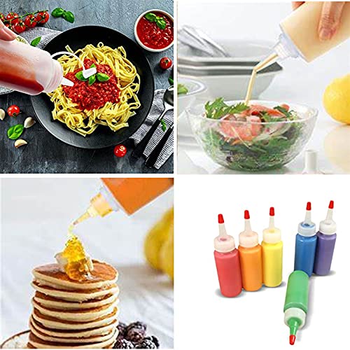 24 Pack 6oz Plastic Squeeze Bottles with Red Tip Caps and Measurement, Leak Proof Refillable Plastic Squeeze Condiment Bottles Container for BBQ, Ketchup, Sauces, Dressing, Syrup, Arts, Crafts, Glue
