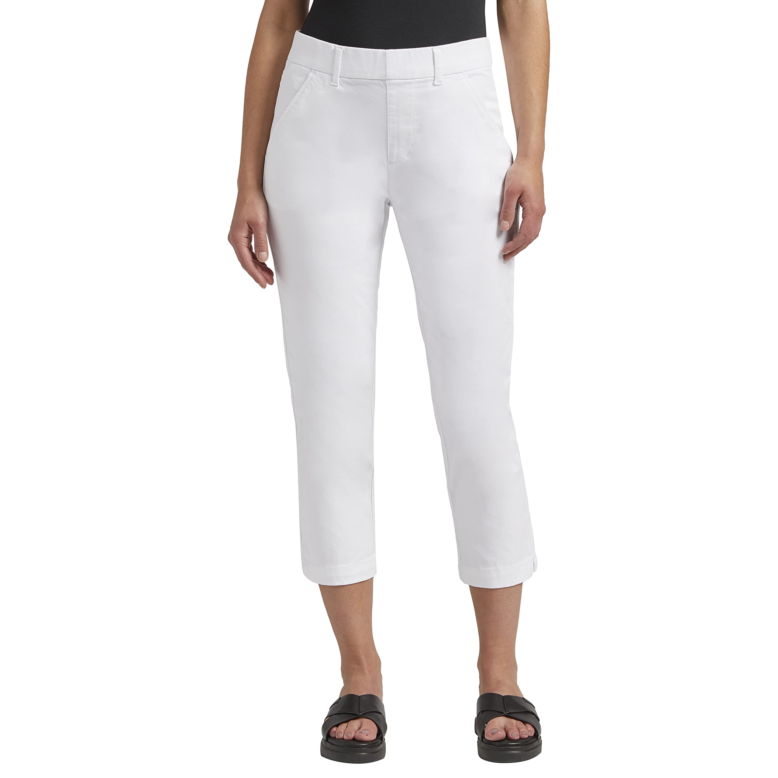 JAG Jeans Women's Petite Maddie Mid Rise Capri Pants, White
