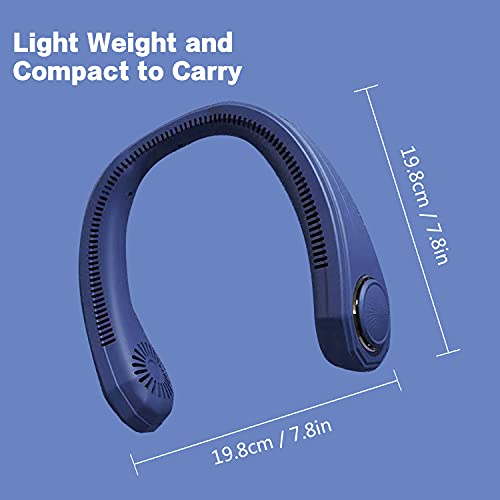 AURTEC Portable Neck Fan, Hands Free Bladeless Neck Fan, Personal Summer Cooling Neck Fan, 3 Speeds 4000mAh Rechargeable Neck Fan with LED Display - Blue