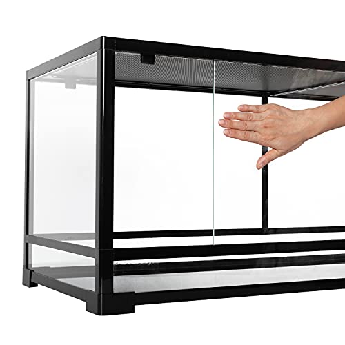 REPTI ZOO 67 Gallon Reptile Large Terrarium Newly Upgraded All Glass 48" x 18" x 18" Double Hinge Door with Top Ventilation Reptile Terrarium(Knock-Down)
