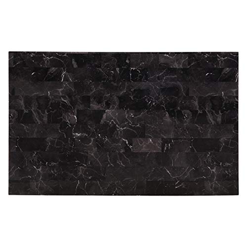 Lexicon Malaya Metal Dining Table with Faux Marble Top, 48" x 30", Black