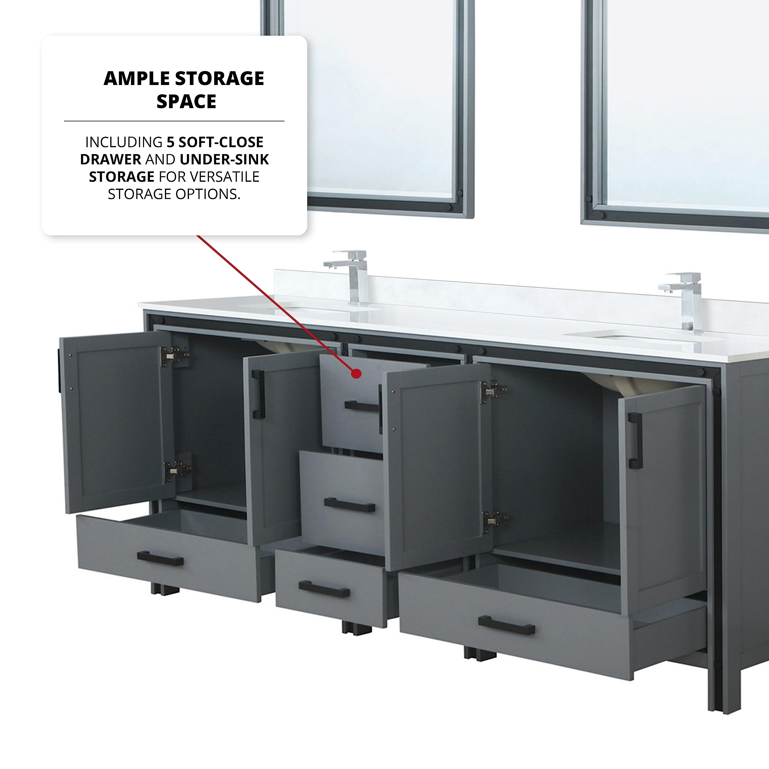 Bell+Modern Augustine 84 in W x 22 in D Dark Grey Double Bath Vanity and White Quartz Top