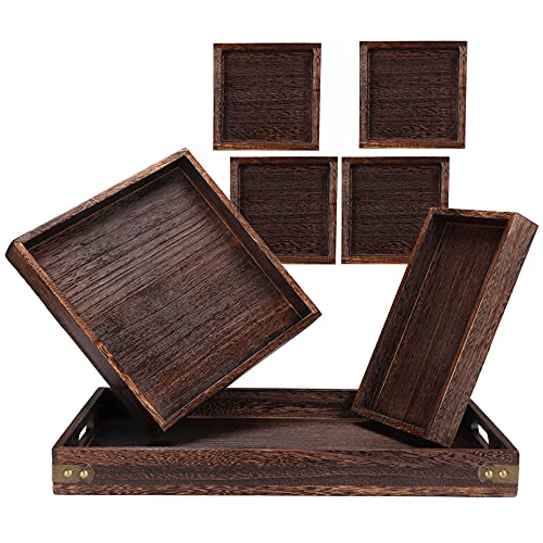 Christmas Decorative Tray ,7 Pack Ottoman Serving Trays for Coffee Table, Large Couch Tray and Sofa Serving Tray,Serve and Display Appetizers, Bar Food Platter, and Rustic Farmhouse Home Decor Tray