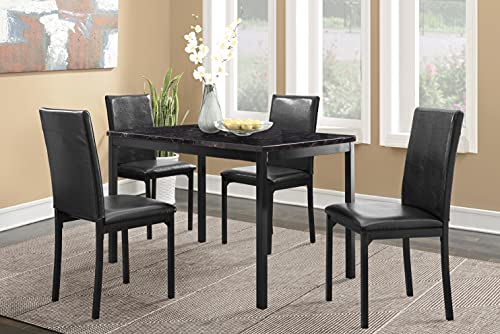 Lexicon Malaya Metal Dining Table with Faux Marble Top, 48" x 30", Black