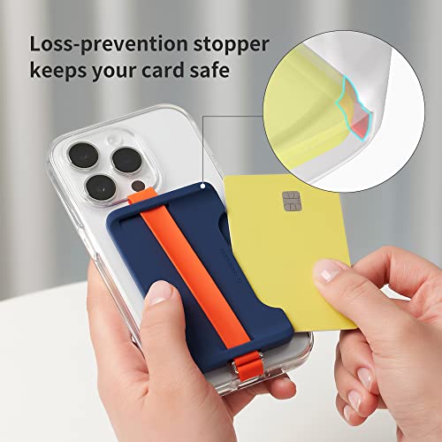 Sinjimoru Silicone Card Holder with Loop, Finger Grip Strap for iPhone, Samsung Galaxy and Android Cell Phones - ID Credit Card Wallet Sleeve for Phone Cases. Sinji Loop Wallet Black 230