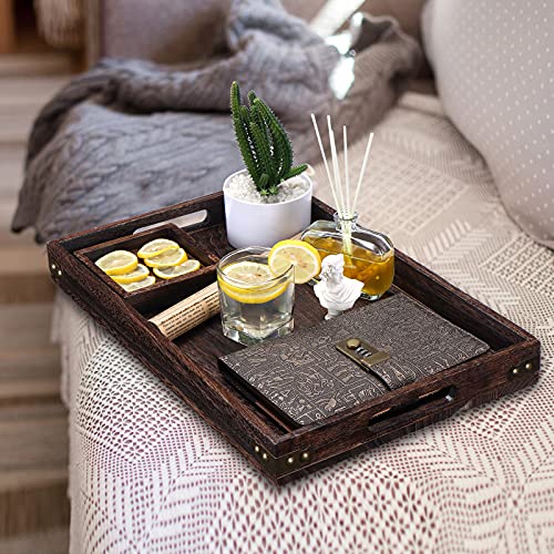 Christmas Decorative Tray ,7 Pack Ottoman Serving Trays for Coffee Table, Large Couch Tray and Sofa Serving Tray,Serve and Display Appetizers, Bar Food Platter, and Rustic Farmhouse Home Decor Tray