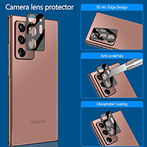 LYWHL [2+2 Pack] for Samsung Note 20 Ultra Privacy Screen Protector, [Support Fingerprint ID] Anti-Spy Black Full Adhesive Flexible Film + Camera Lens Glass Protector for Galaxy Note 20 Ultra
