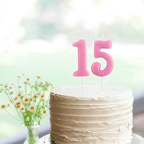 eusbon 1st Birthday Candle, 2.76” Big Size Number Candle for Cake Decoration, Birthday Party, Wedding Anniversary, Pink (Number 1)