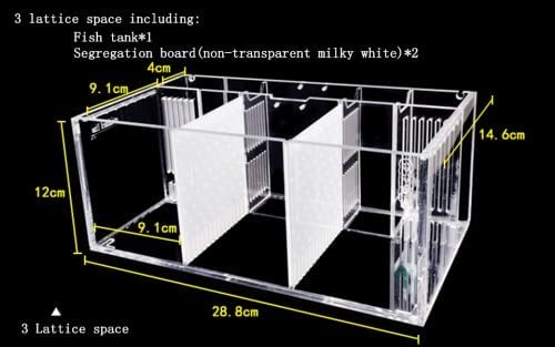 Milscat Betta Fish Tank Acrylic Material Mini Desktop Aquarium Goldfish Mini Fish Tank Sick Fish Isolation Room（Three Lattice Space）