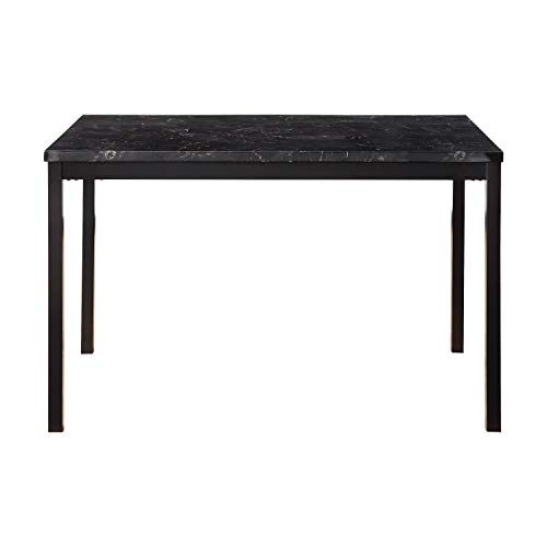 Lexicon Malaya Metal Dining Table with Faux Marble Top, 48" x 30", Black