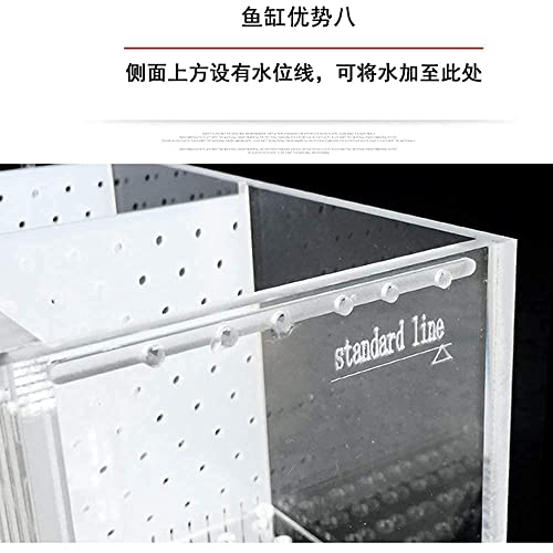Milscat Betta Fish Tank Acrylic Material Mini Desktop Aquarium Goldfish Mini Fish Tank Sick Fish Isolation Room（Three Lattice Space）