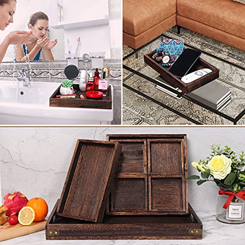 Christmas Decorative Tray ,7 Pack Ottoman Serving Trays for Coffee Table, Large Couch Tray and Sofa Serving Tray,Serve and Display Appetizers, Bar Food Platter, and Rustic Farmhouse Home Decor Tray