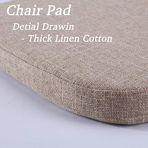 KGPLOME Chair Cushion with Ties for Dining Chairs - Memory Foam Non Slip Kitchen Chair Pad and Dining Seat Cushion with Machine Washable Cover [16.5 x 16.2 Inches] - Dark Beige