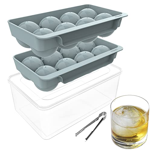 ITWIST Large Ice Ball Maker Mold, Round Ice Cube Tray with Tongs Easy Release, 16x2.5in Sphere Ice Trays for Freezer, Round Ice Molds for Whiskey, Bourbon, Cocktails & Drinks