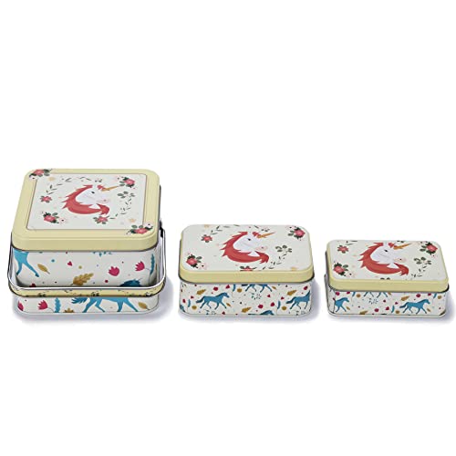Warmforhom Unicorn Cookie Tins DIY Candy Containers Food Storage Tins Gift Packing Tins Set of 3