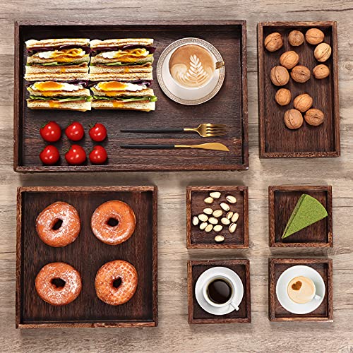 Christmas Decorative Tray ,7 Pack Ottoman Serving Trays for Coffee Table, Large Couch Tray and Sofa Serving Tray,Serve and Display Appetizers, Bar Food Platter, and Rustic Farmhouse Home Decor Tray