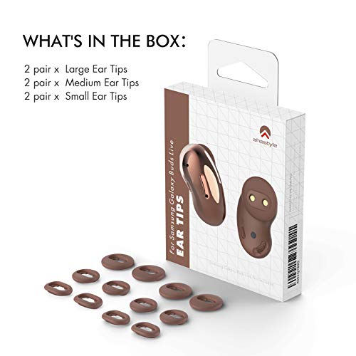 AhaStyle Galaxy Buds Live Ear Tips 6 Pairs Silicone Earbuds Wingtips Replacement Tips Accessories Compatible with Samsung Galaxy Buds Live (Brown)