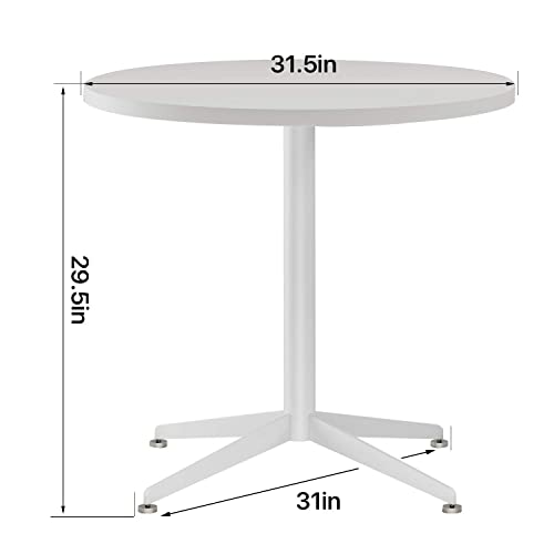 SENGLIDA White Dining Table Round Small Office Table Conference Table Coffee Meeting Table for Office Boardroom Kitchen Living Room Waterproof Desktop Easy Assembly 31.5 inch