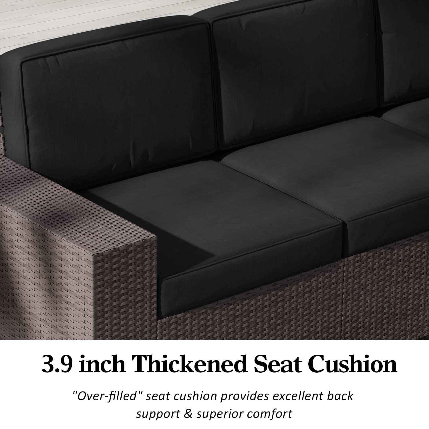 LayinSun Outdoor Patio Furniture Set 6 Pieces Sectional Conversation Sofa Set Brown Rattan Sofa Set with Coffee Table