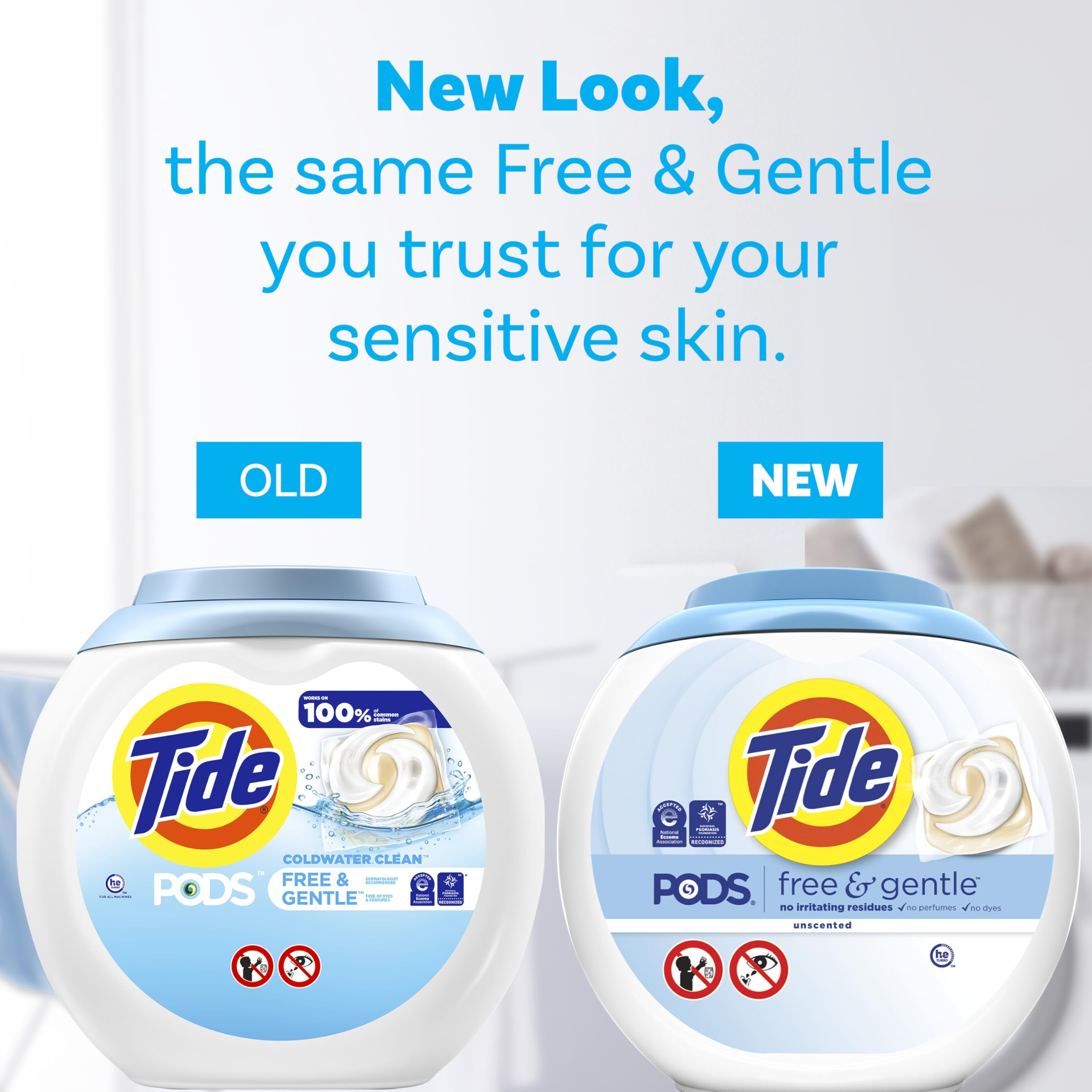 Tide PODS Free & Gentle Liquid Laundry Detergent Pacs, 76 count