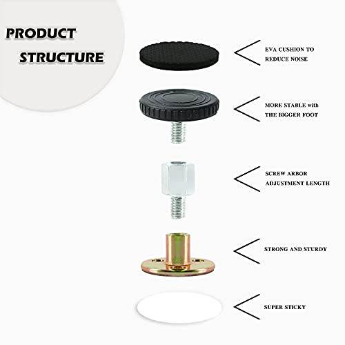 spasaling Headboard Stoppers, 4pcs Adjustable Bed Frame Anti-Shake Tool with Screw Couch Wall Spacer Headboard Stabilizer for Bedside Headboards, Cabinets, Loosening Sofas (1.18''-3.54'')