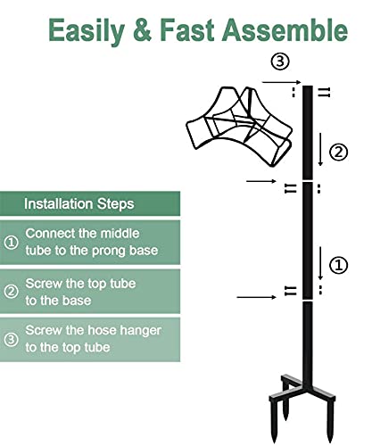 Garbuildman Garden Hose Holder Stand- Outdoor Water Pipe Metal Reel Rack, Shiny Black