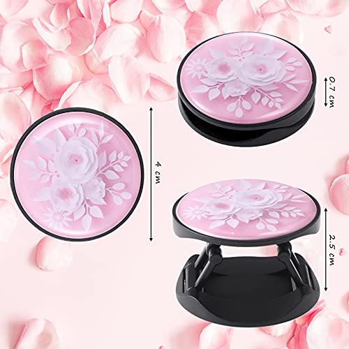 4 Pieces Paper Flowers Phone Grip Holders Flower Pattern Finger Expanding Stand Holder Expanding Grip Widely Compatible with Most Phones and Cases Collapsible Grip for Phones and Tablets